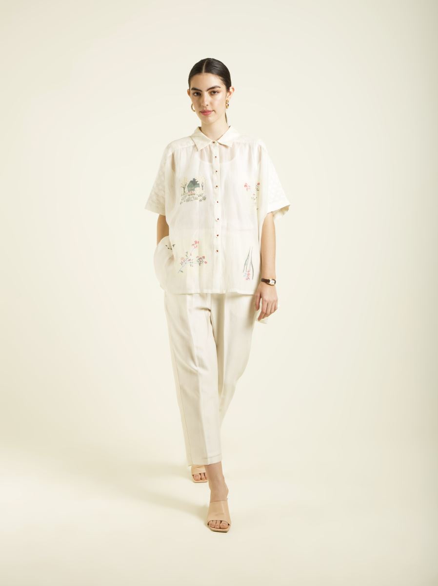 Buy - Celeste ivory kaftan shirt with pants | Elan Store