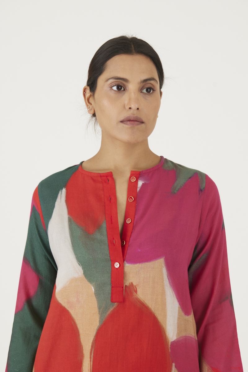 Buy - Lei lani red short kurta set | Elan Store