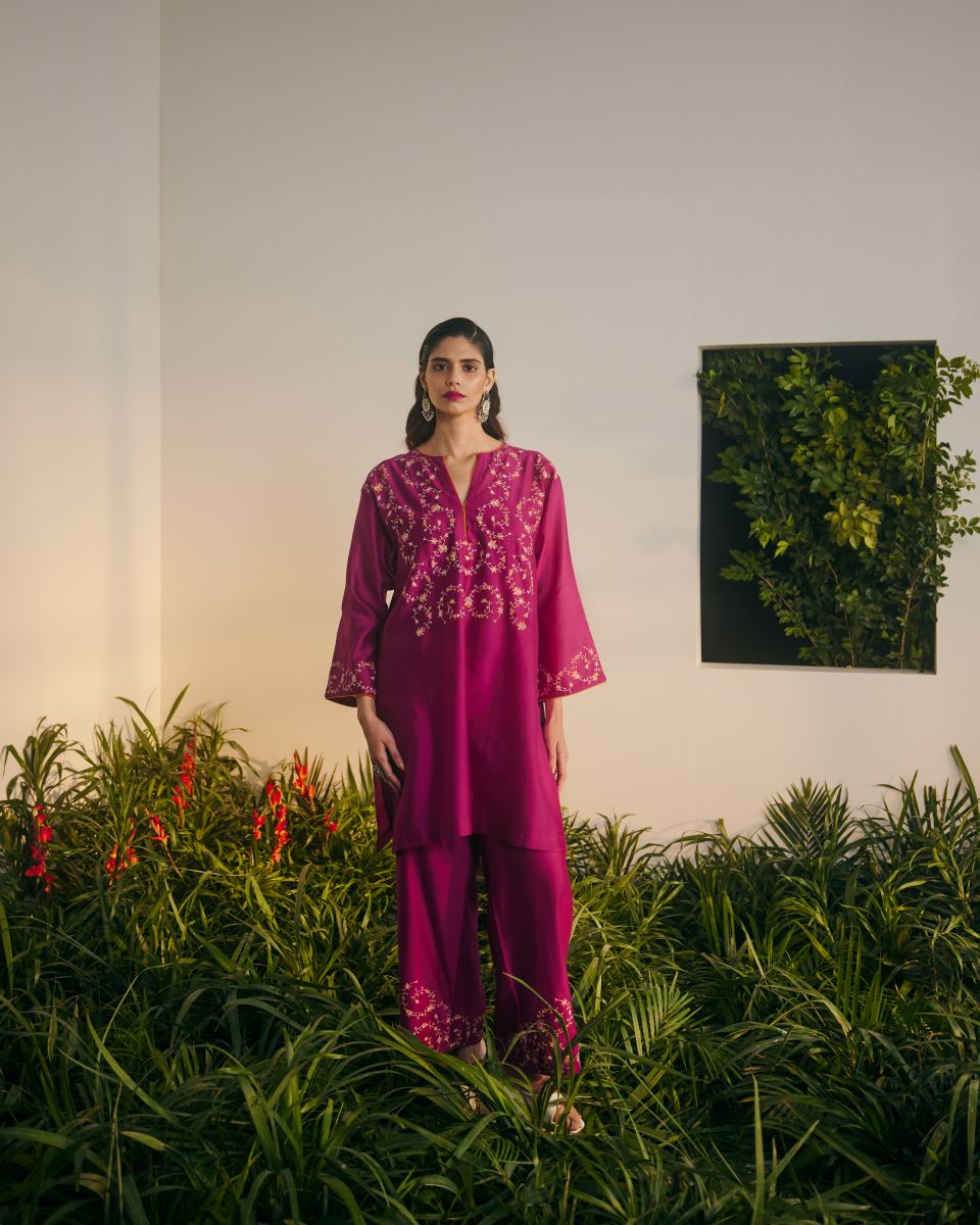 Buy - Zaria purple kurta set | Elan Store