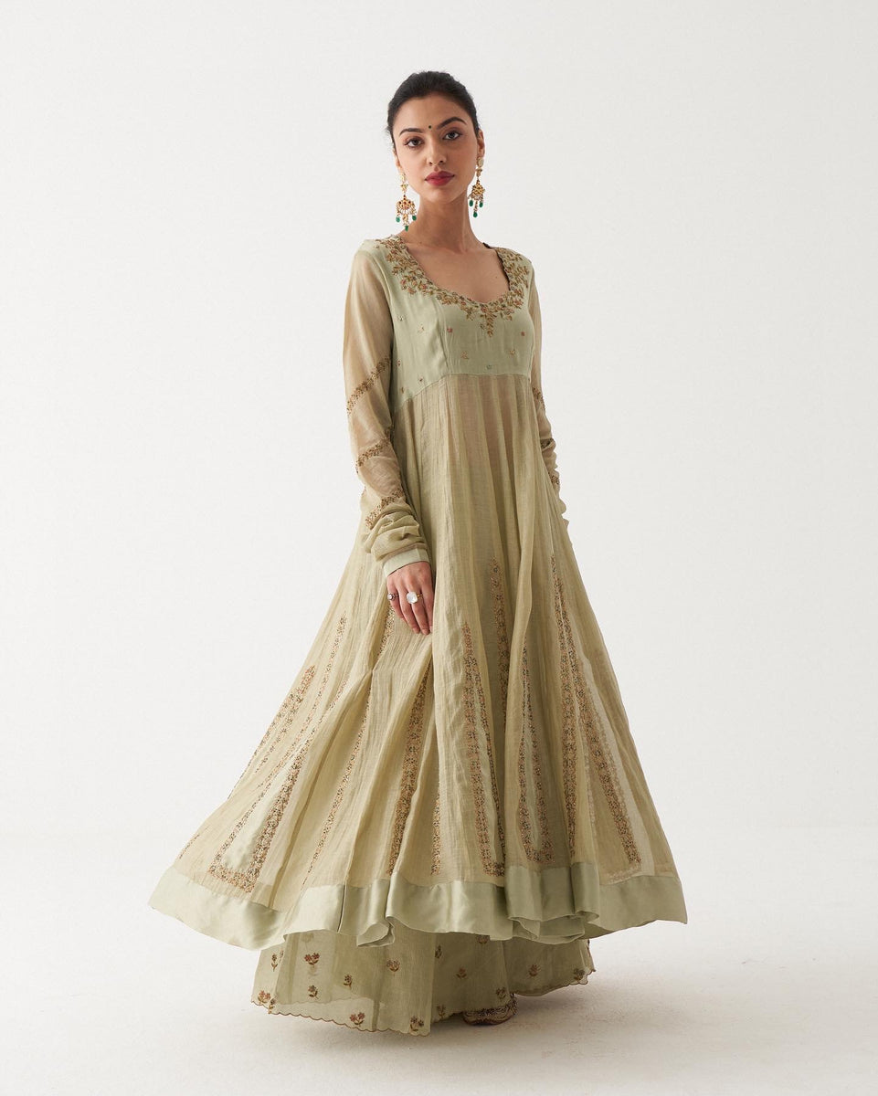 Buy - Noor pastel green anarkali set | Elan Store