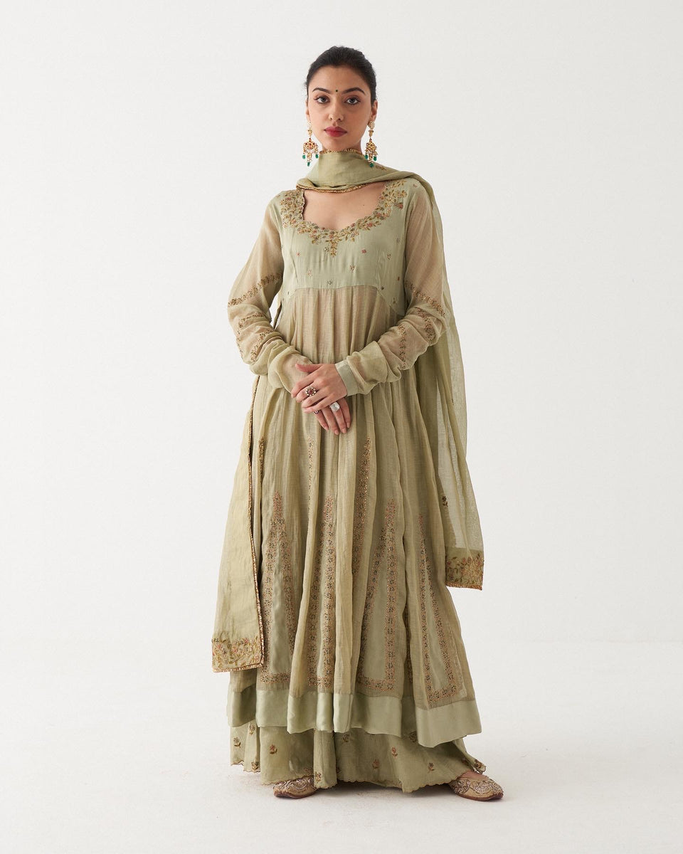 Buy - Noor pastel green anarkali set | Elan Store