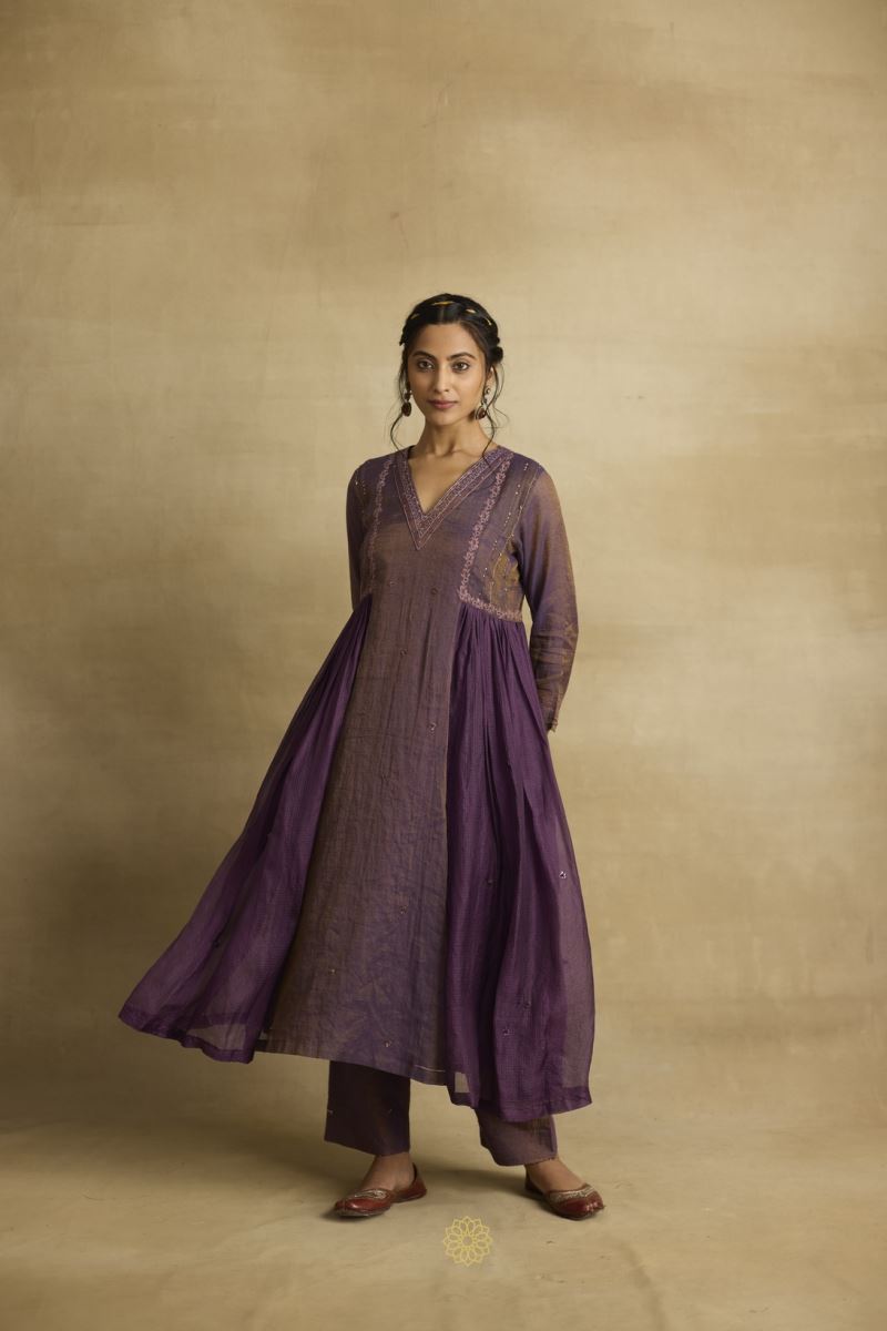 Buy - Alani aubergine kurta set | Elan Store