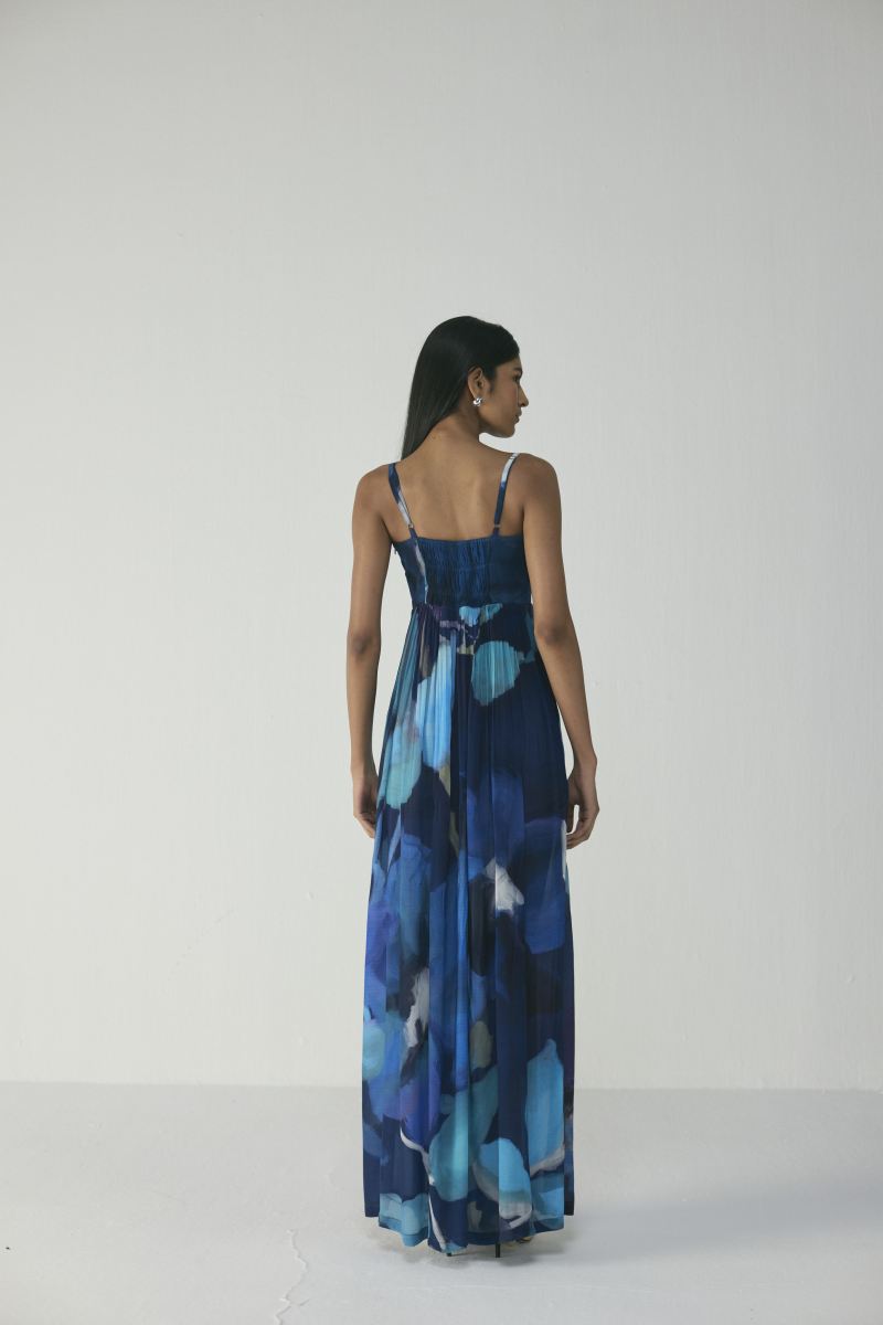 Buy - Blue lagoon crepe bralette dress | Elan Store