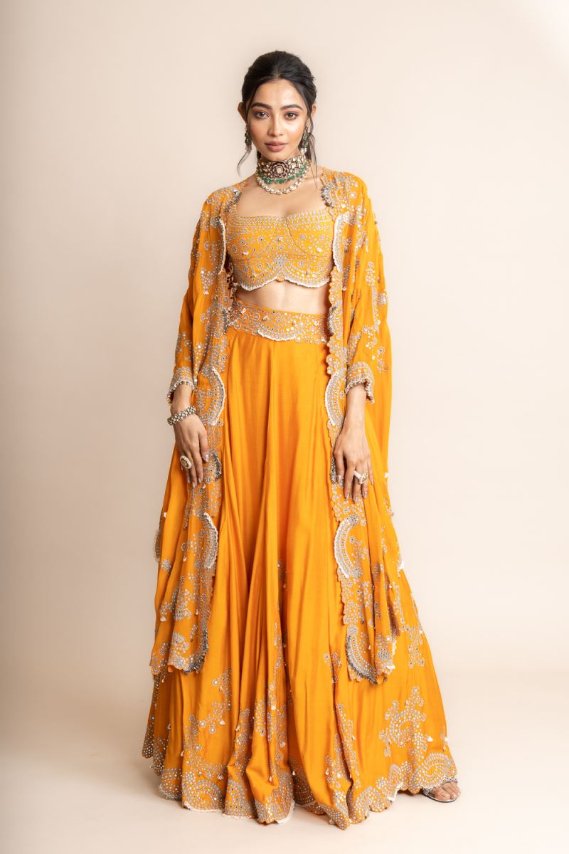 Buy - Cape with lehenga set-2 | Elan Store