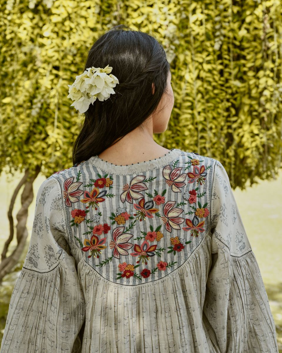 Buy - Chanderi blue top-5 | Elan Store