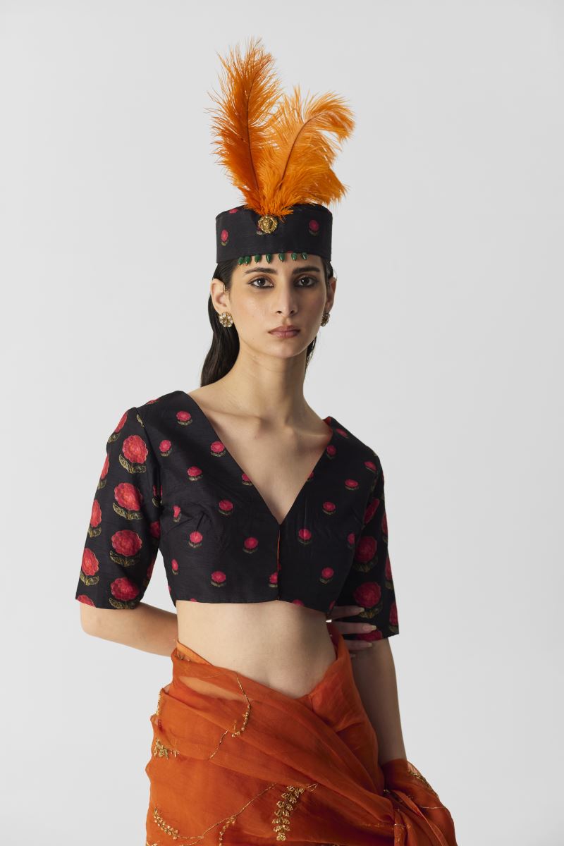 Buy - Chin chin black booti blouse | Elan Store