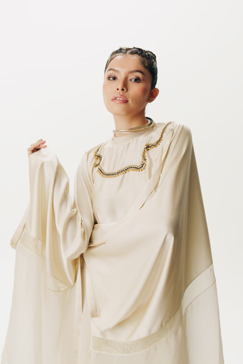 Buy - Cream cape with trouser | Elan Store