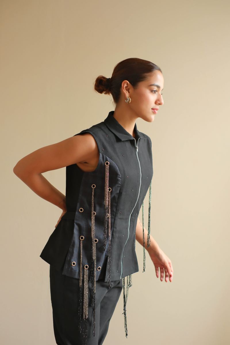 Buy - Denim midnight blue black jacket | Elan Store