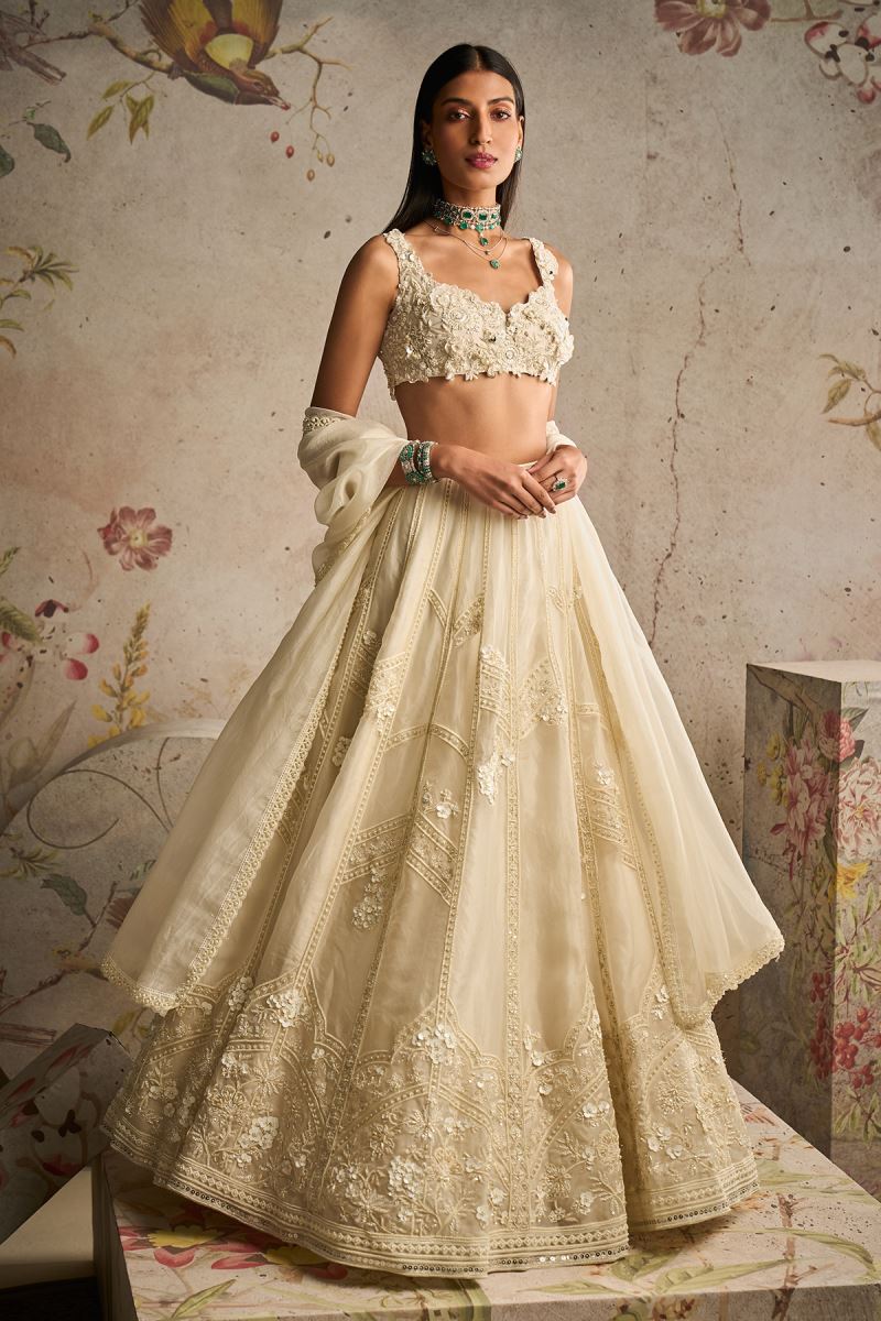 Buy - Grace ivory lehenga set | Elan Store