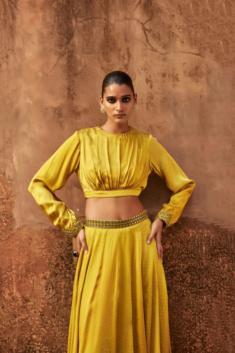 Buy - Haldi Nashpal yellow skirt set | Elan Store