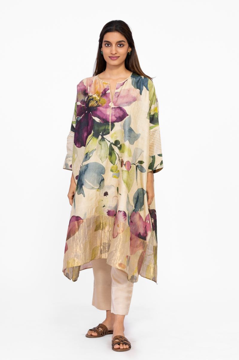 Buy - Jeanne yellow fleur tunic | Elan Store