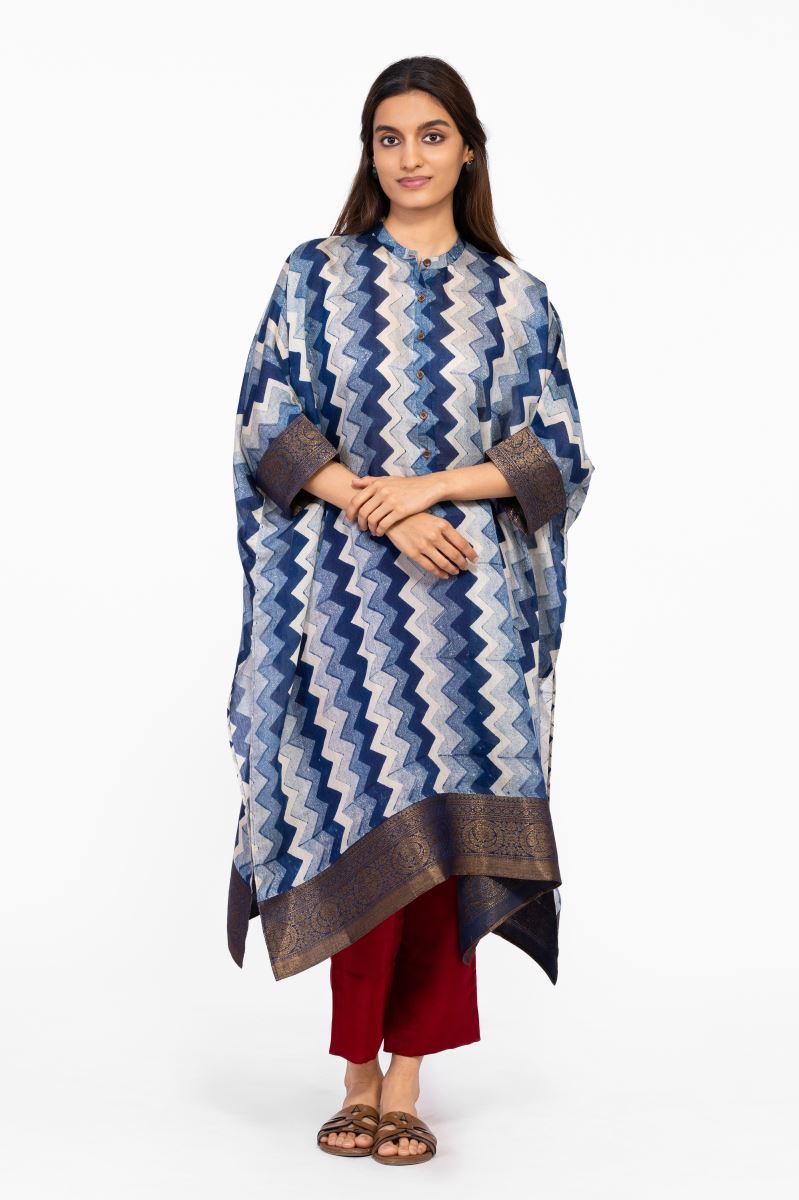 Buy - Indigo kaftan tunic with pants | Elan Store