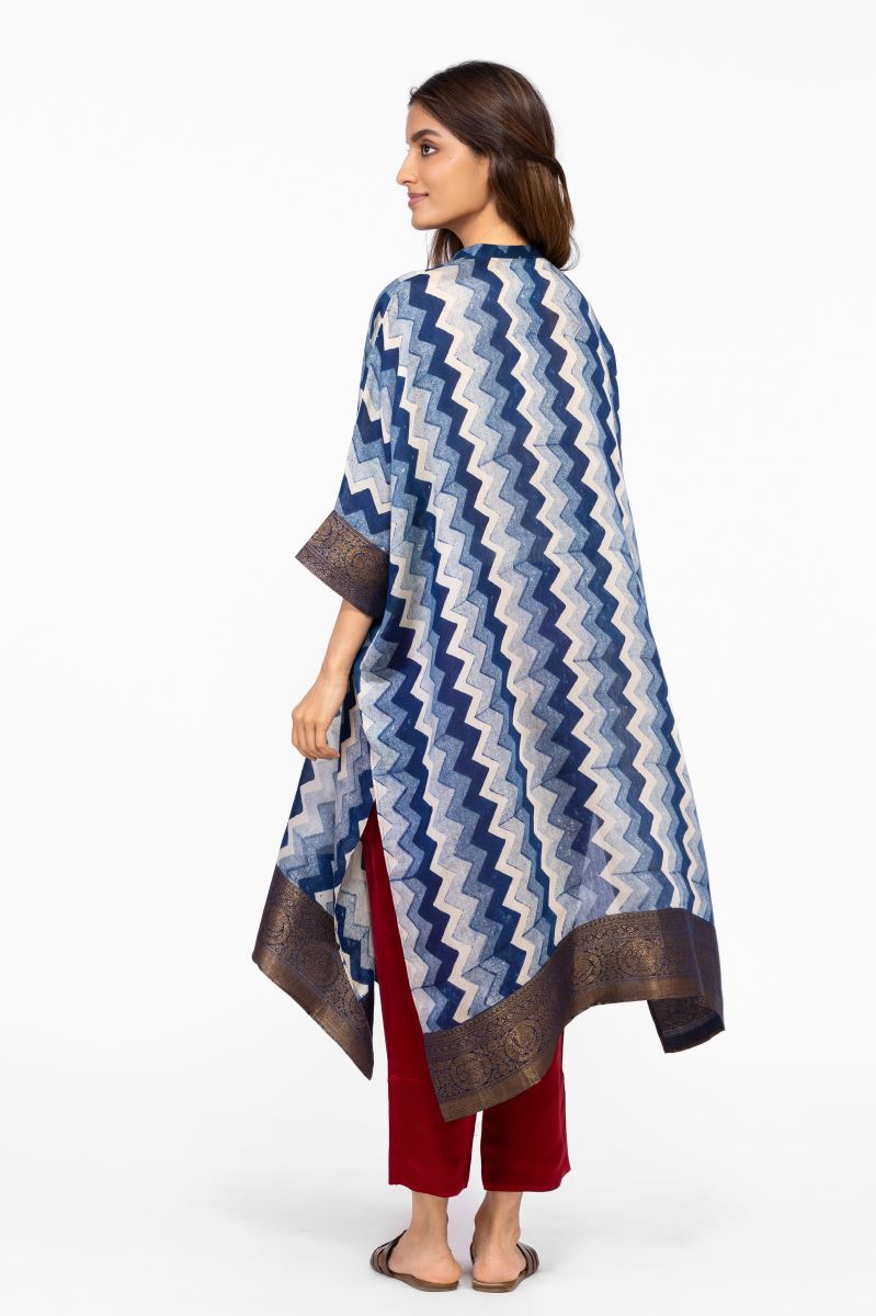 Buy - Indigo kaftan tunic with pants | Elan Store