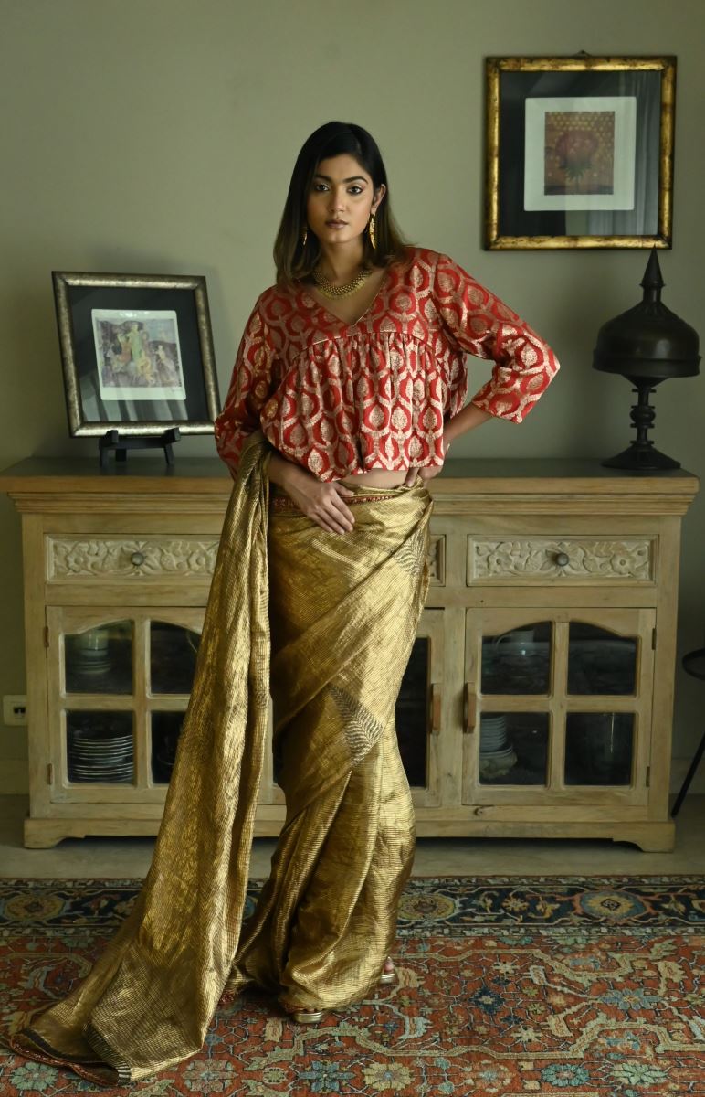 Buy - Noor red empireline blouse | Elan Store