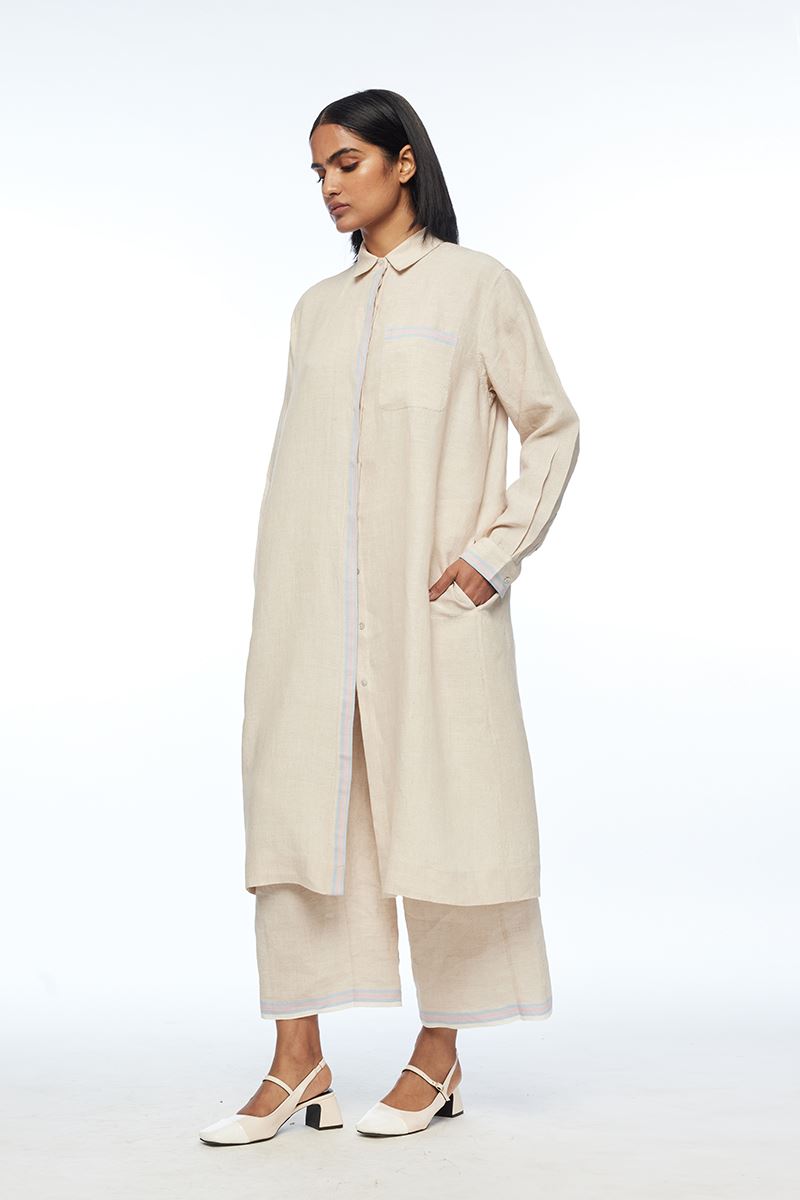 Buy - Polyantha beige front open tunic | Elan Store