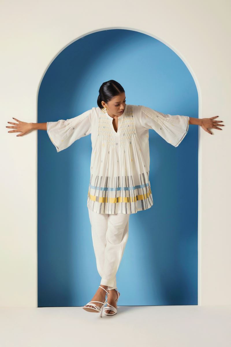 Buy - Prism rhombus smocked top set | Elan Store