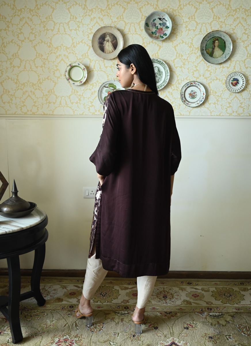 Buy - Roshnee brown kaftan kurta with dhoti pants | Elan Store