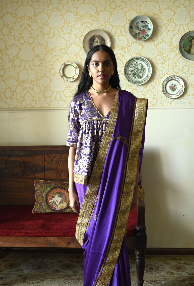 Buy - Roshnee purple sari | Elan Store