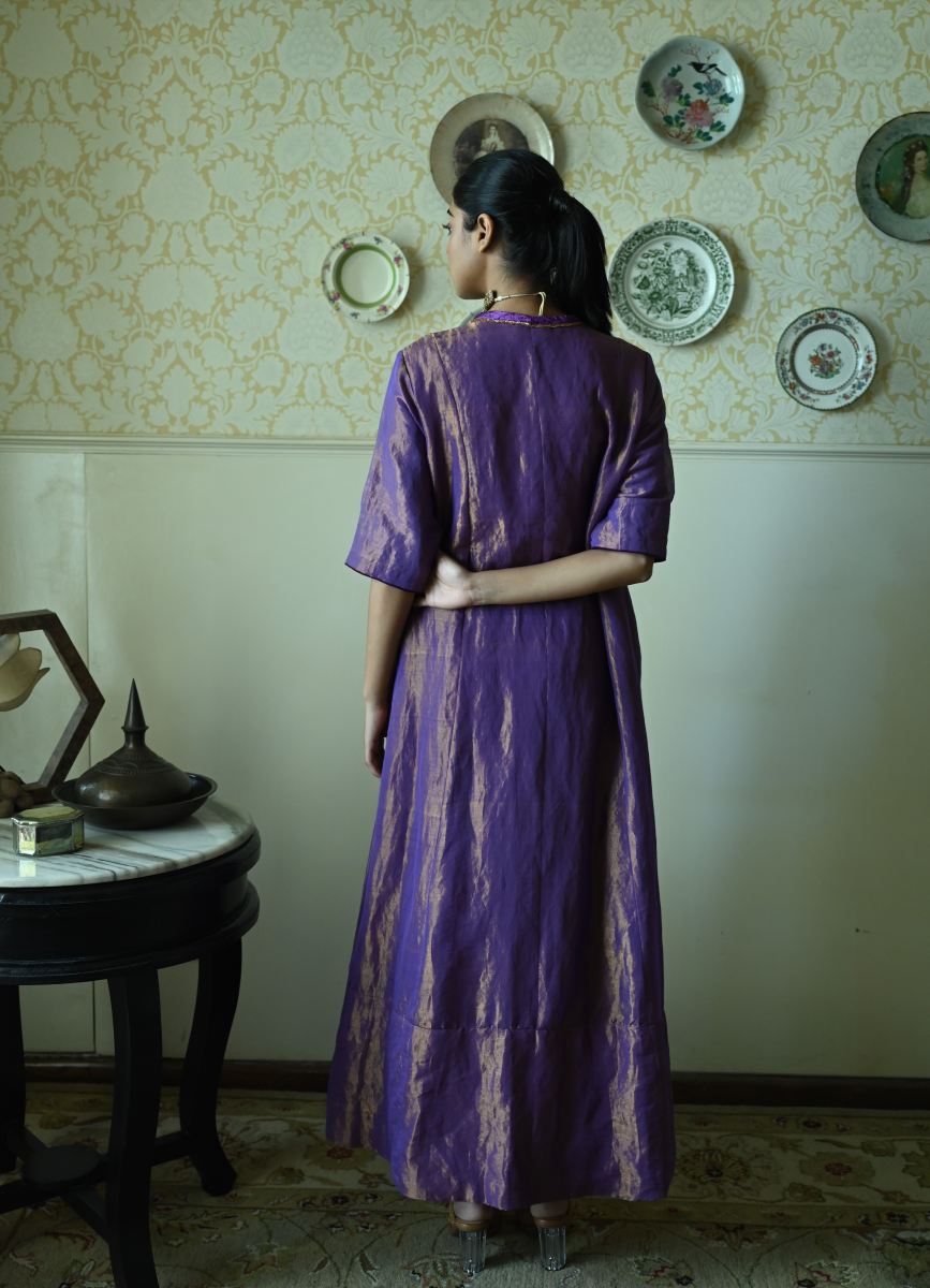 Buy - Roshnee purple sashiko anarkali | Elan Store