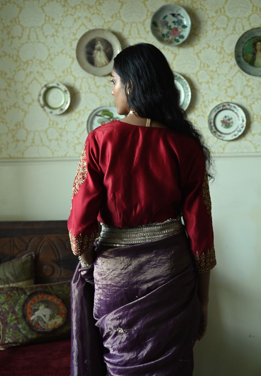 Buy - Roshnee red silk noor blouse | Elan Store