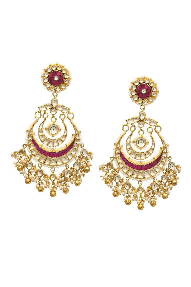 Buy - Ruby chandbali with pearls | Elan Store