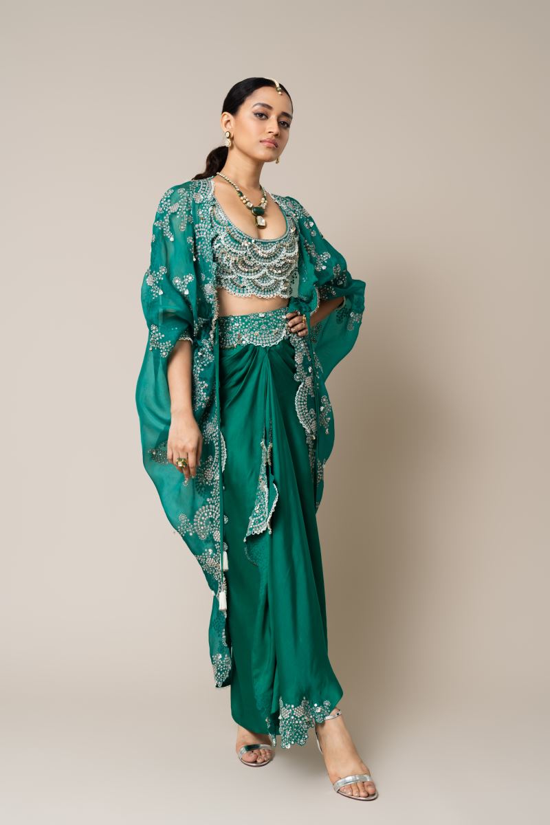 Buy - Cape with lehenga set-2 | Elan Store