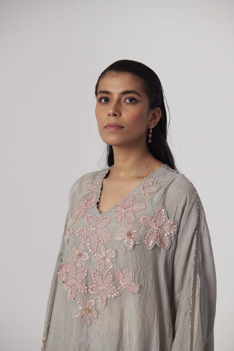 Buy - Sherry grey kaftan with pants | Elan Store