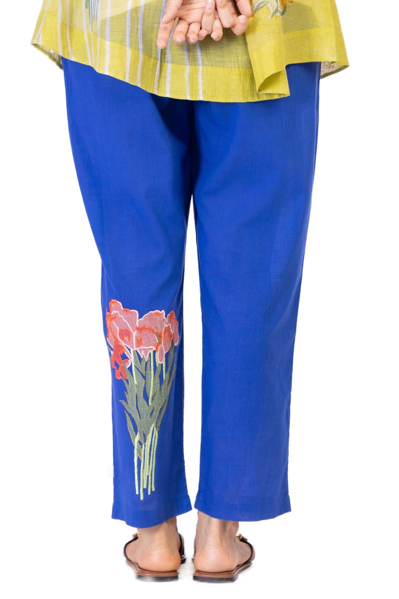 Buy - Swena blue floral pants | Elan Store
