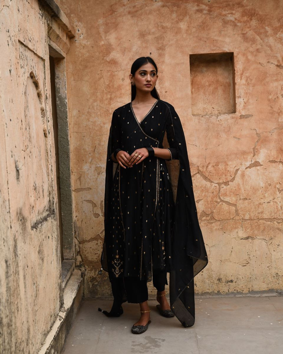 Buy - Black angrakha set | Elan Store