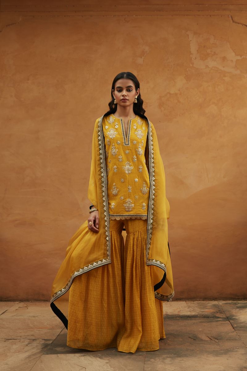 Buy - Bundi yellow sharara set | Elan Store