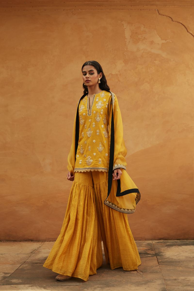Buy - Bundi yellow sharara set | Elan Store