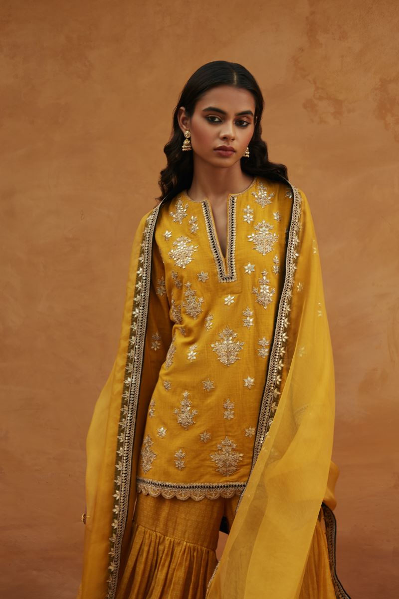 Buy - Bundi yellow sharara set | Elan Store