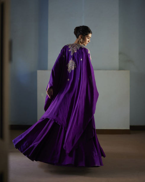 Buy - Deep violet juhi cape set | Elan Store
