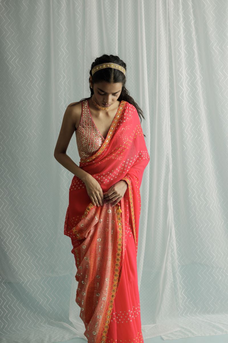 Buy - Fuschi siah sari with blouse | Elan Store