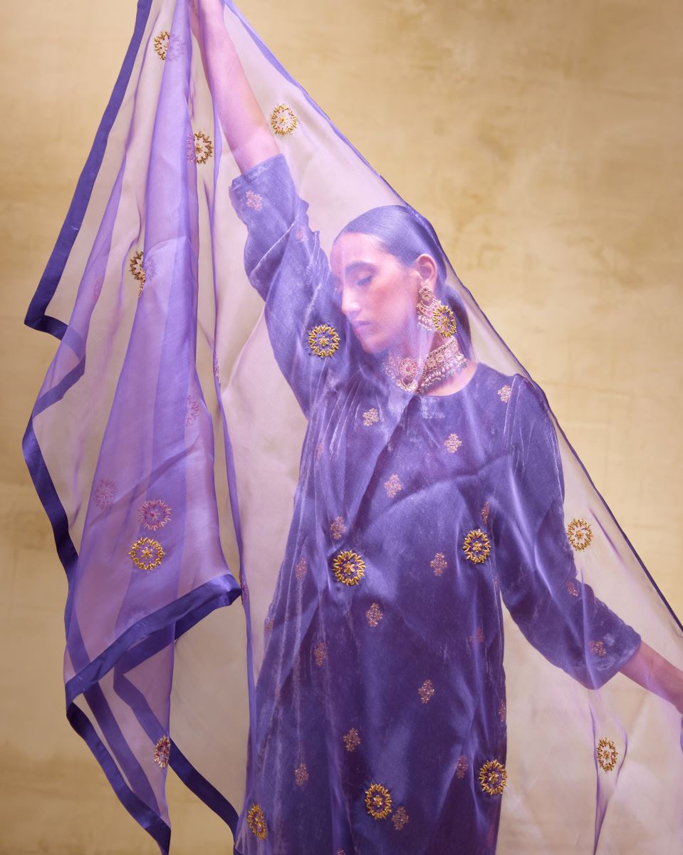 Buy - Jamuni silk organza embroidered dupatta | Elan Store
