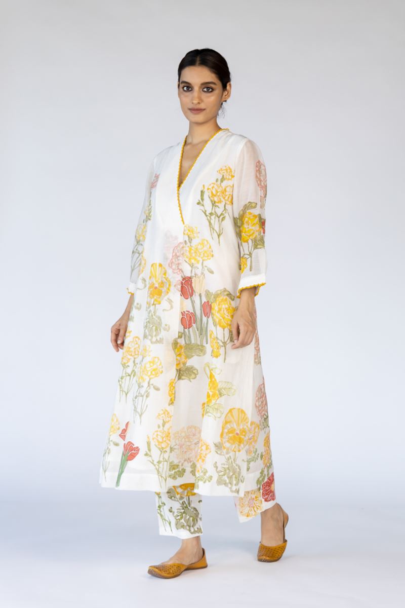 Buy - Jeanne yellow fleur tunic | Elan Store