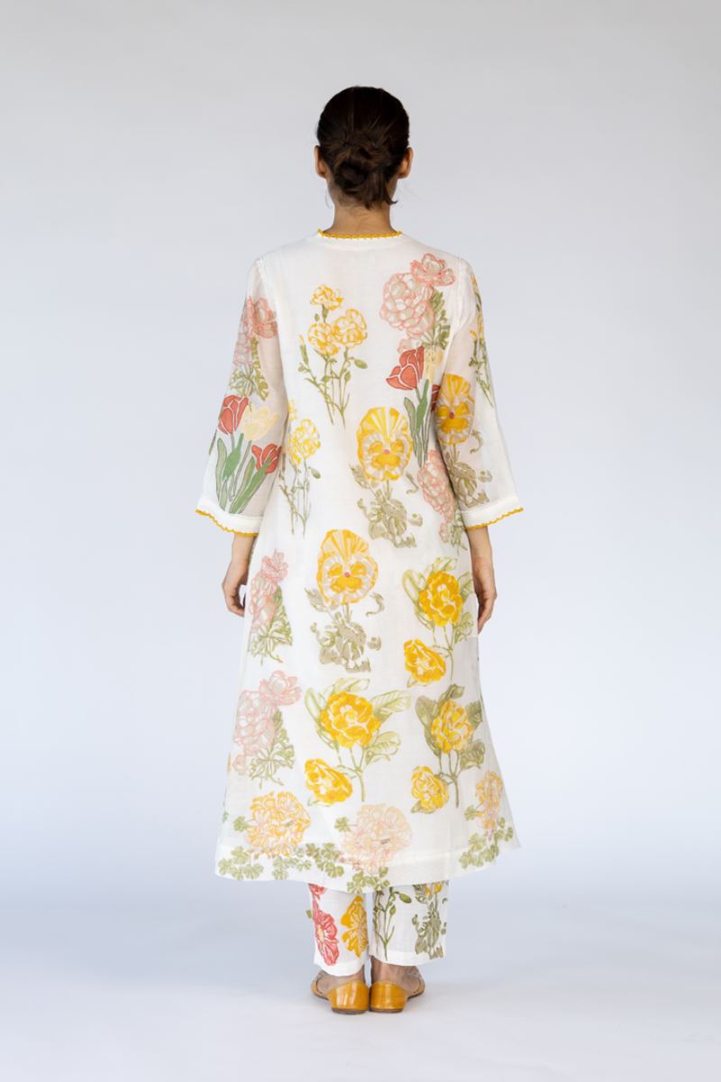 Buy - Jeanne yellow fleur tunic | Elan Store