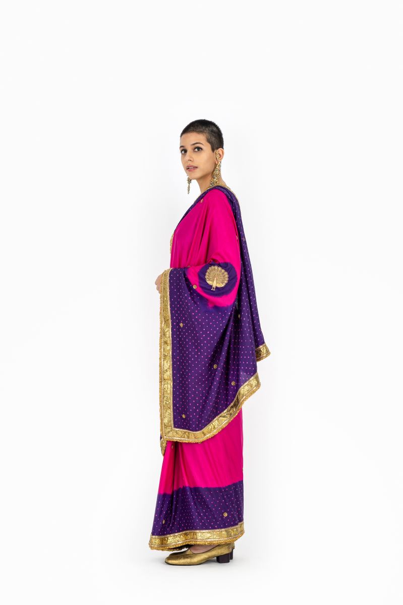 Buy - Kirti purple and rani sari | Elan Store