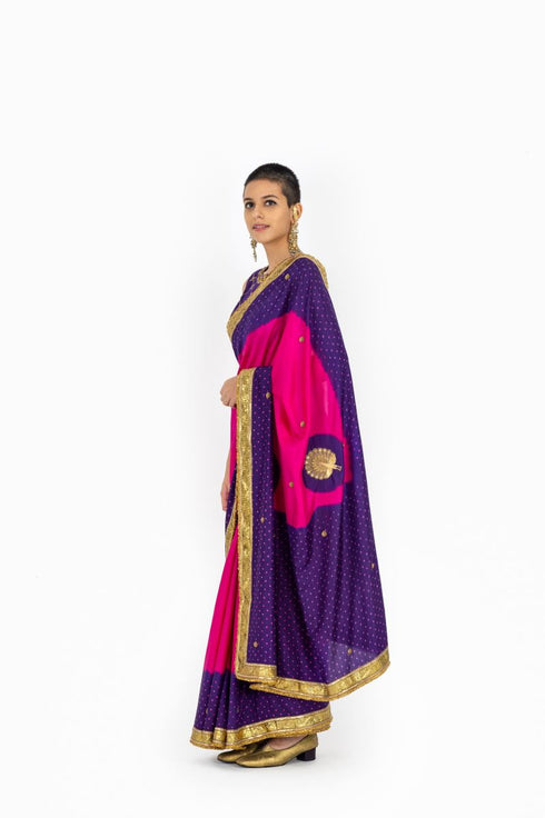 Buy - Kirti purple and rani sari | Elan Store