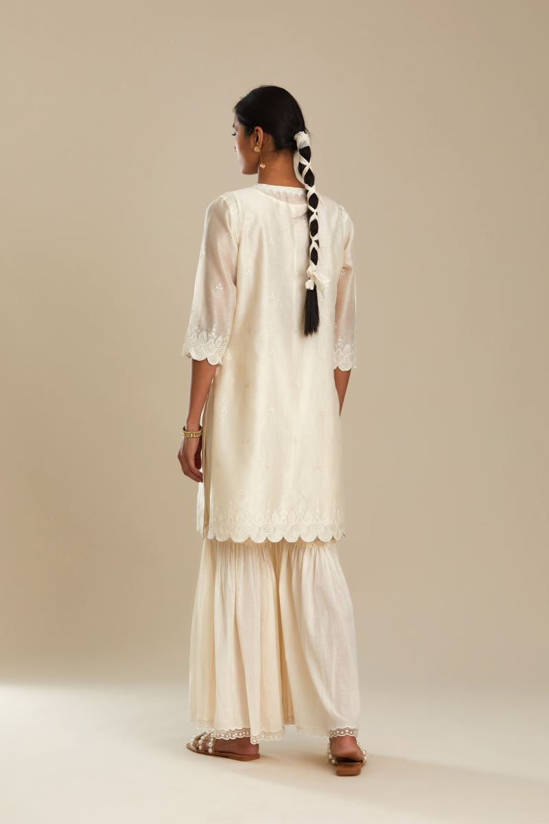 Buy - Off white short kurta set | Elan Store