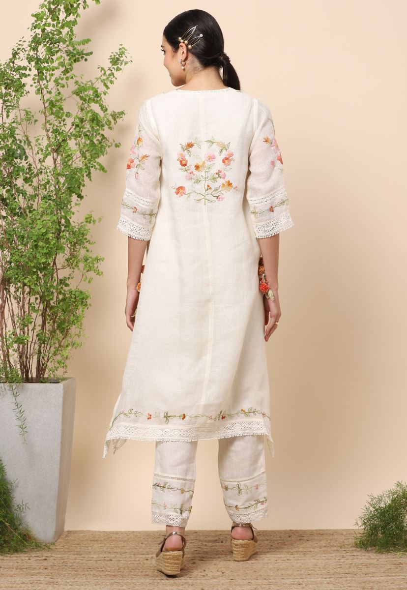 Buy - Off white summer harvest fly free tunic with pants | Elan Store
