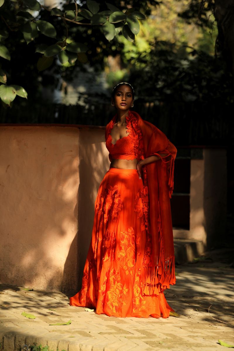 Buy - Orange abhilasha set | Elan Store