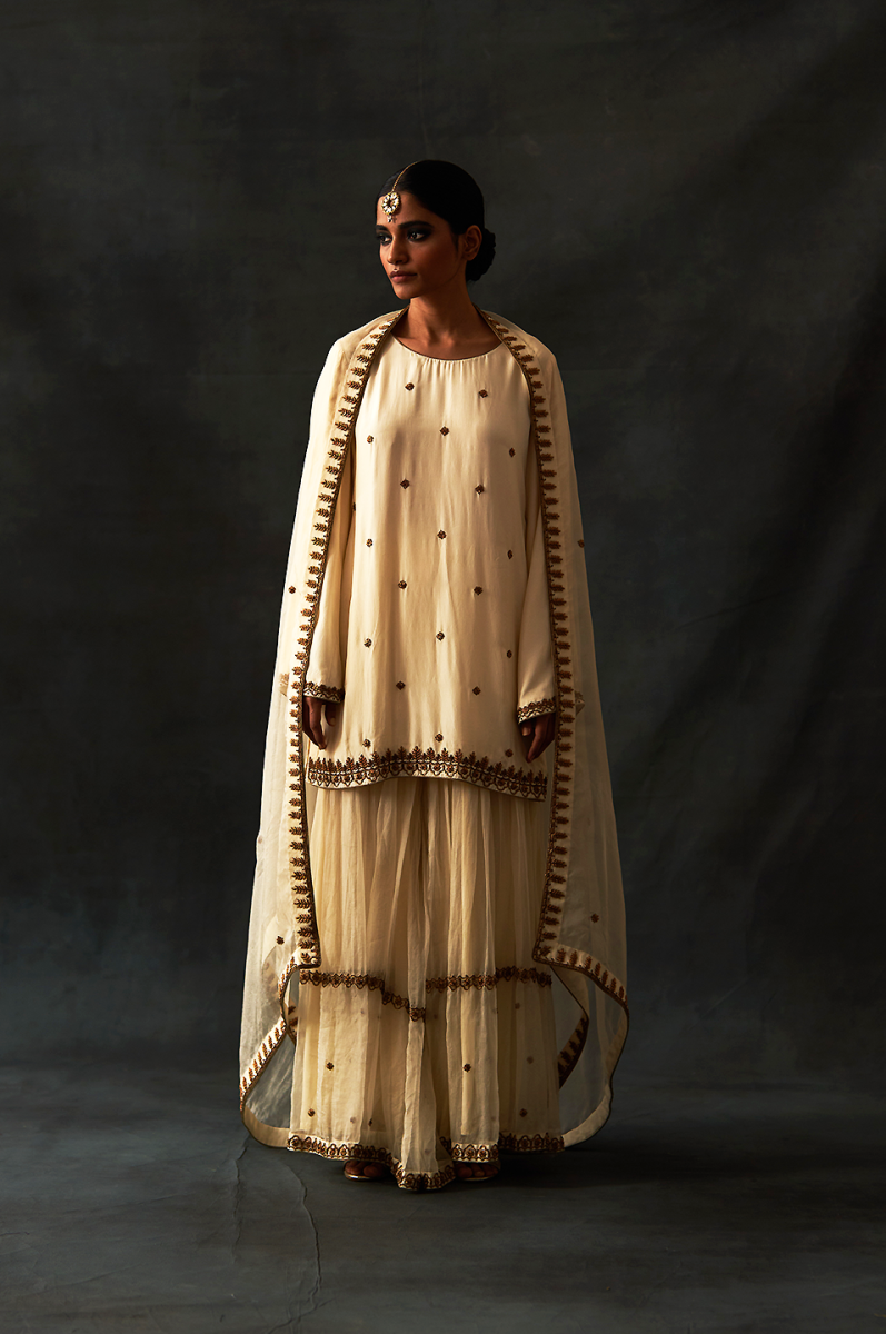 Buy - Parvaaz ivory sharara set | Elan Store