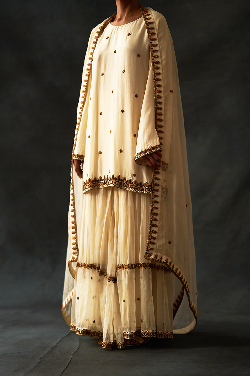 Buy - Parvaaz ivory sharara set | Elan Store