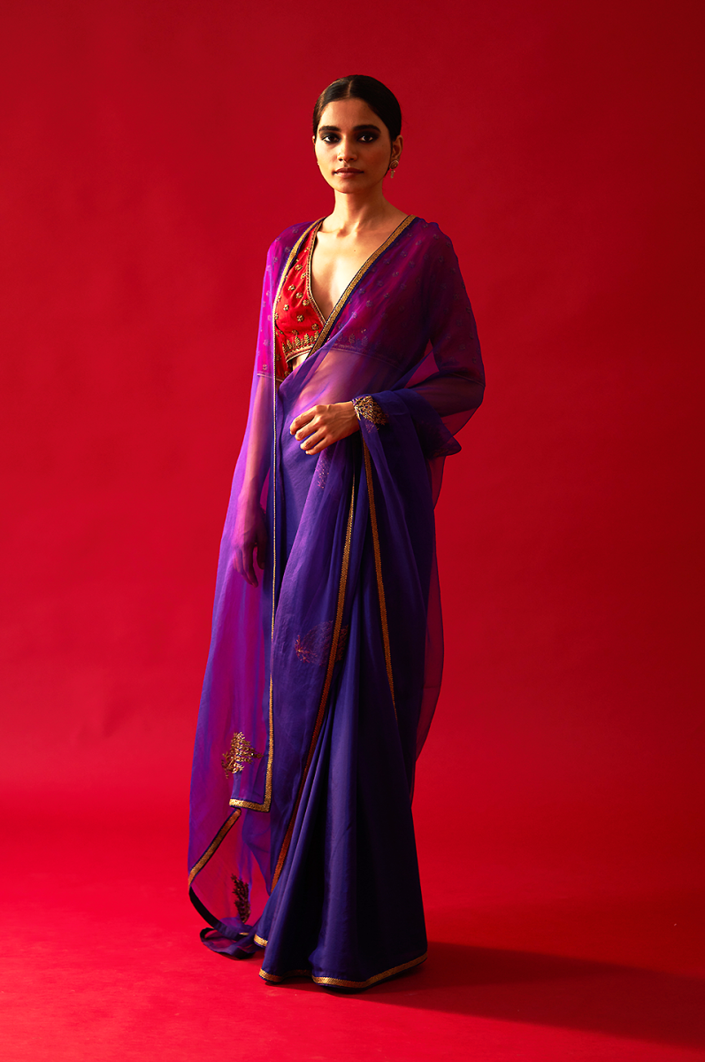 Buy - Parvaaz purple sari | Elan Store