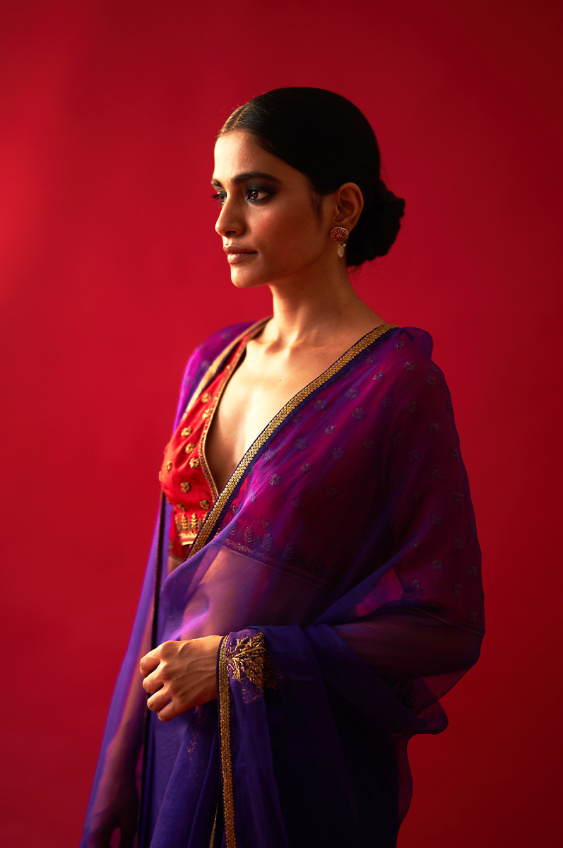 Buy - Parvaaz purple sari | Elan Store