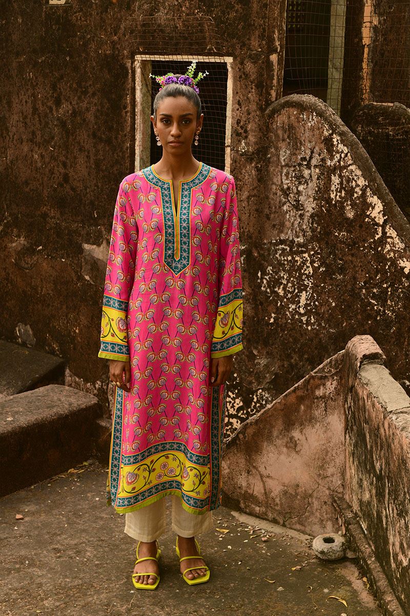 Buy - Pink palak kurta set | Elan Store