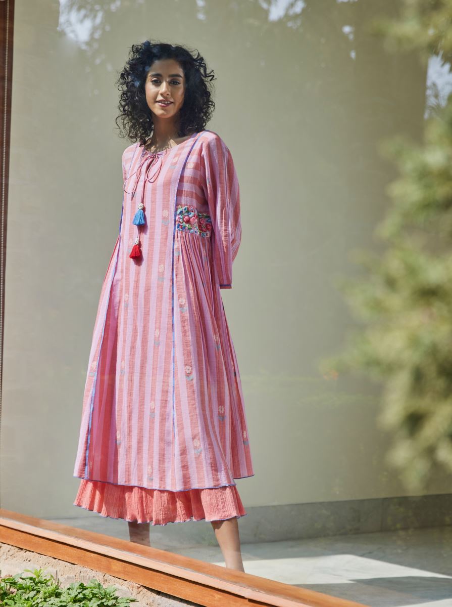 Buy - Pink stripe side dress | Elan Store