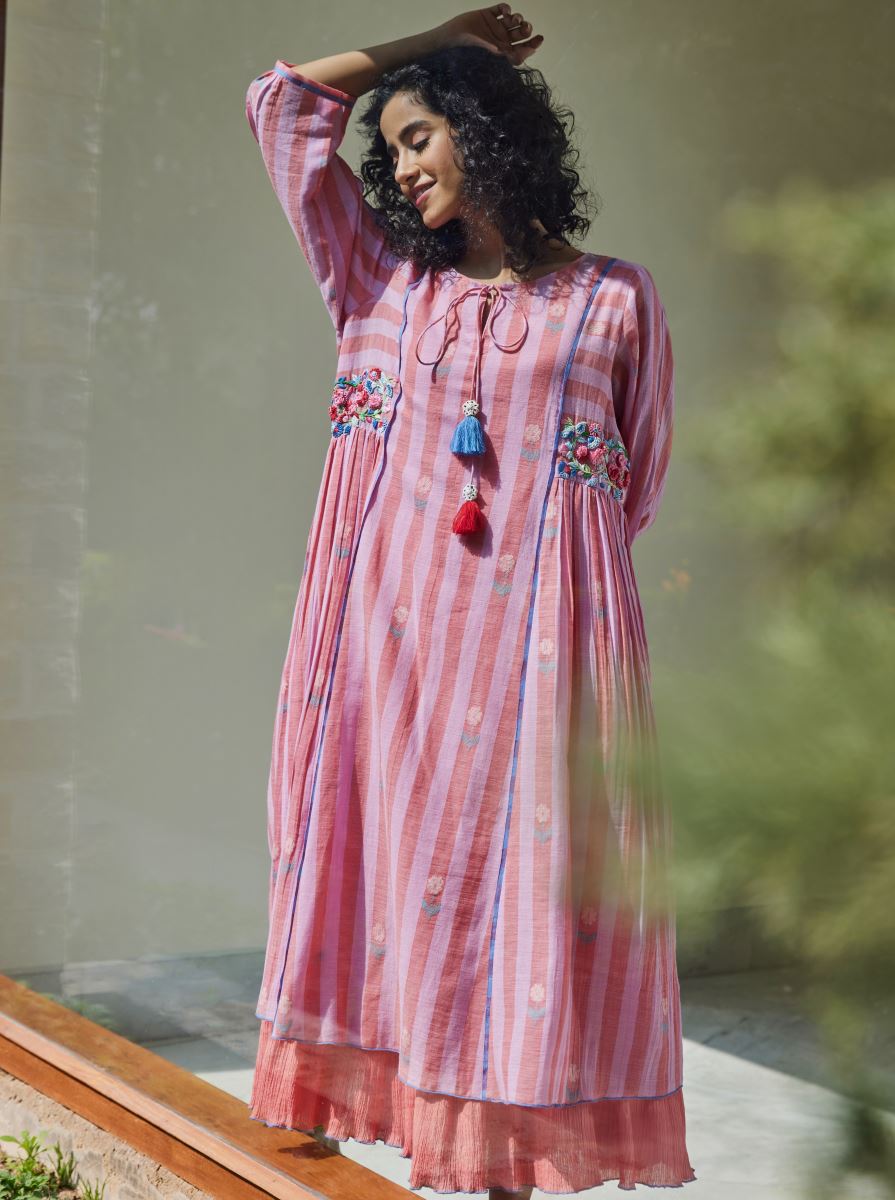 Buy - Pink stripe side dress | Elan Store