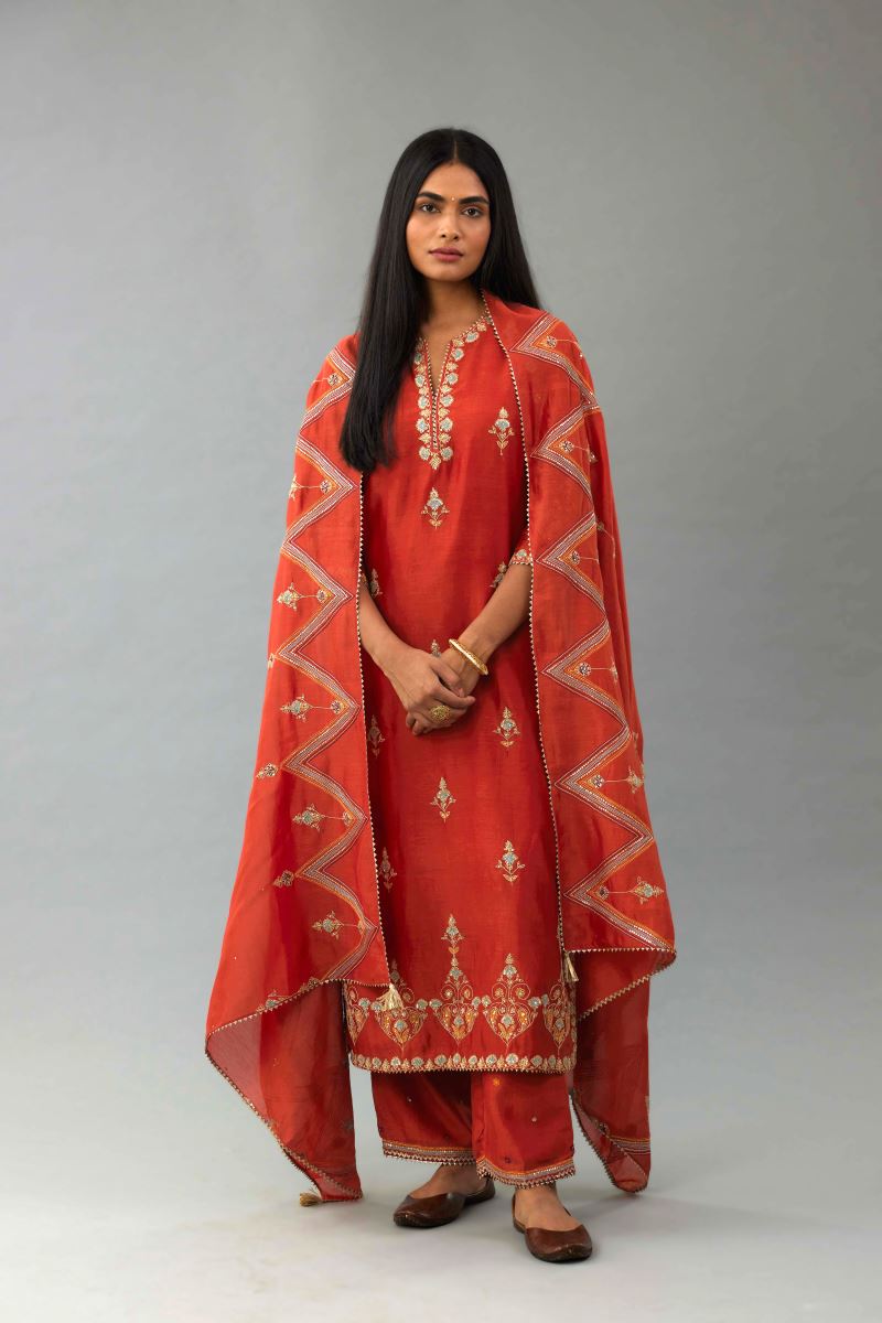 Buy - Snigdha rust kurta set-2 | Elan Store